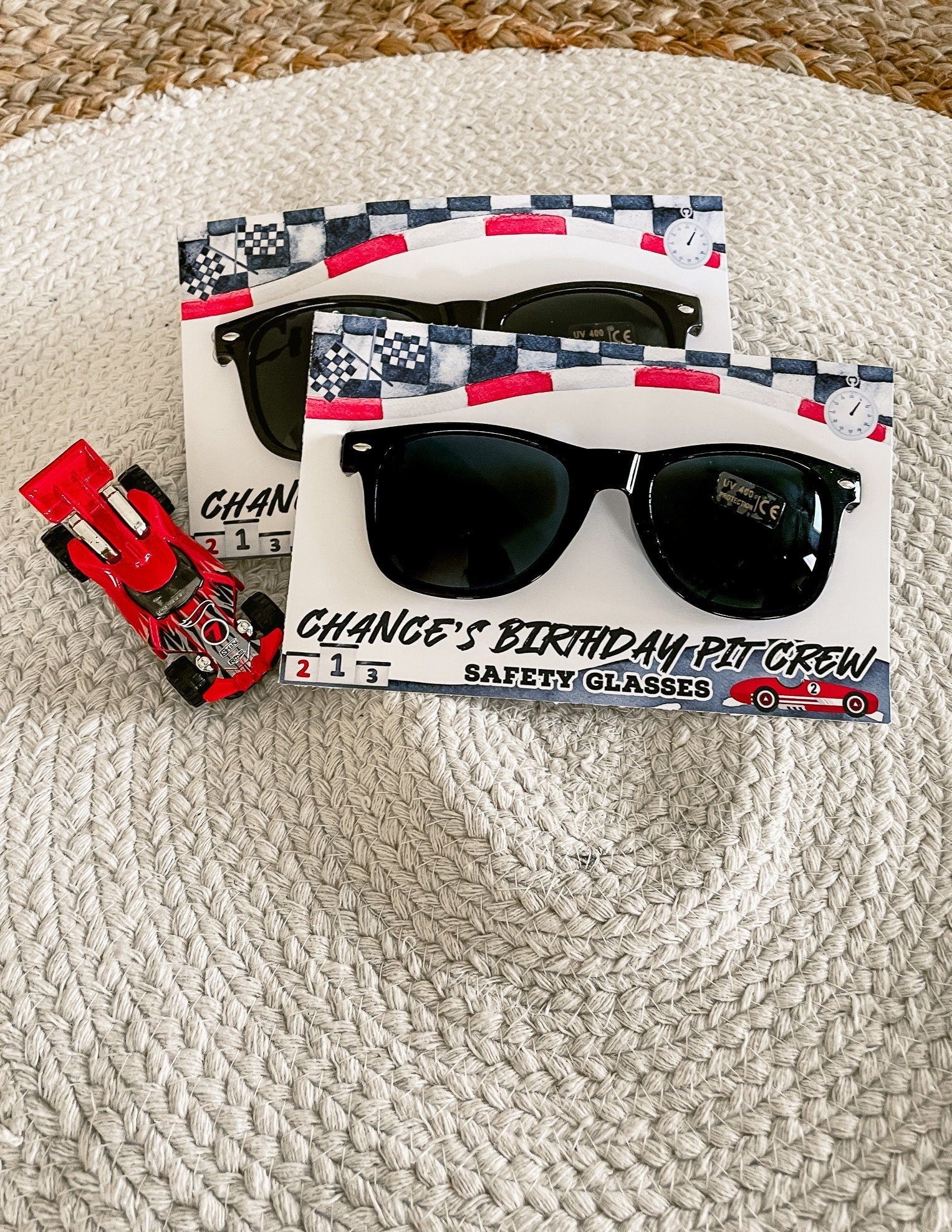 Two Fast Race Car Birthday Sunglasses Favors -Red -Race Car Birthday ...